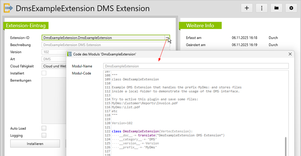 Template for cloud-ready DMS extensions
