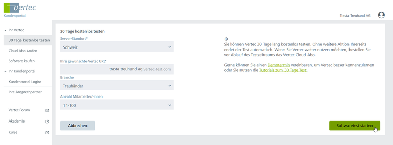 Bedienung Kundenportal