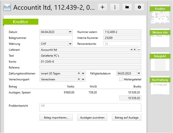 Kreditoren buchen mit Vertec | Vertec Gruppe