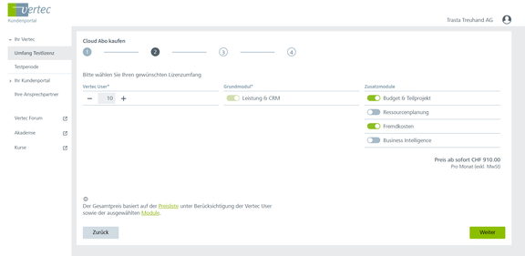 Bedienung Kundenportal