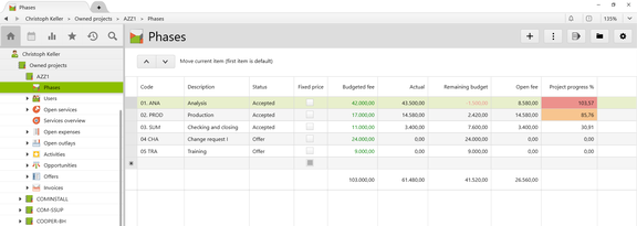 Project calculation and budget planning software