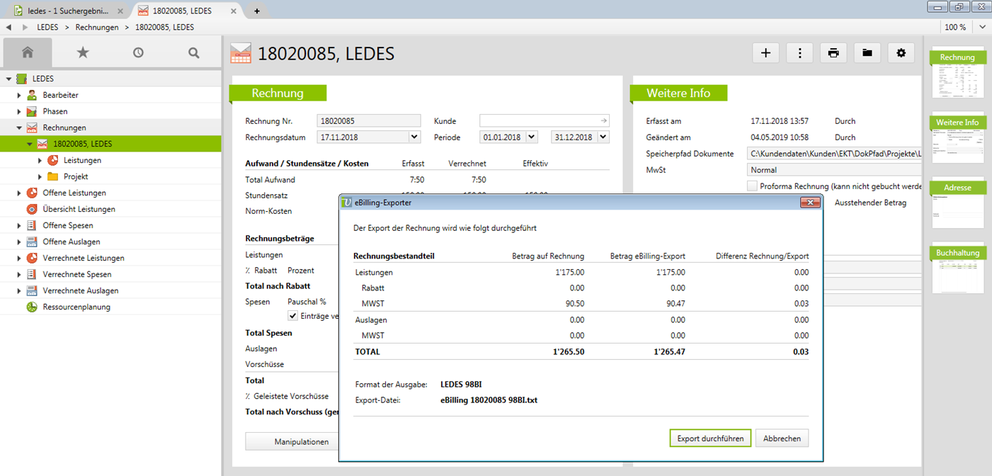 Create invoices in LEDES format