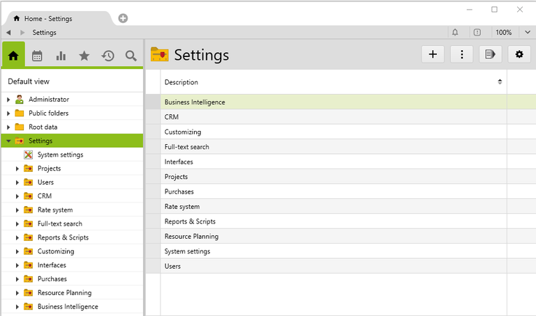 Settings folder structure
