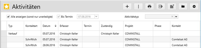 Containerklassen für Aktivitäten