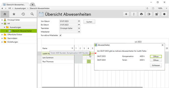 Übersicht Abwesenheiten