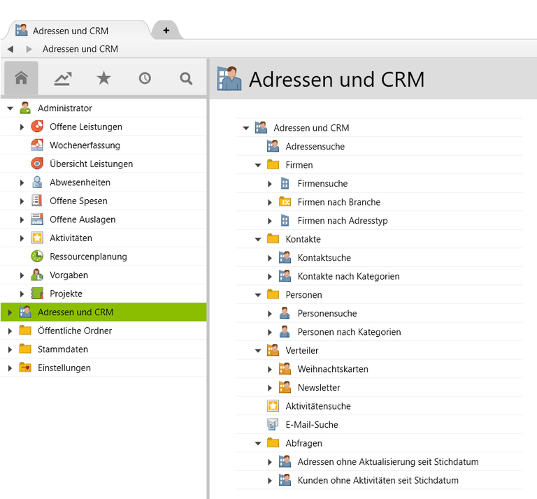 Additional folder Address and CRM