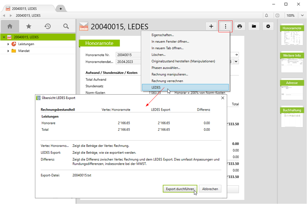 Rechnungen im LEDES-Format erstellen